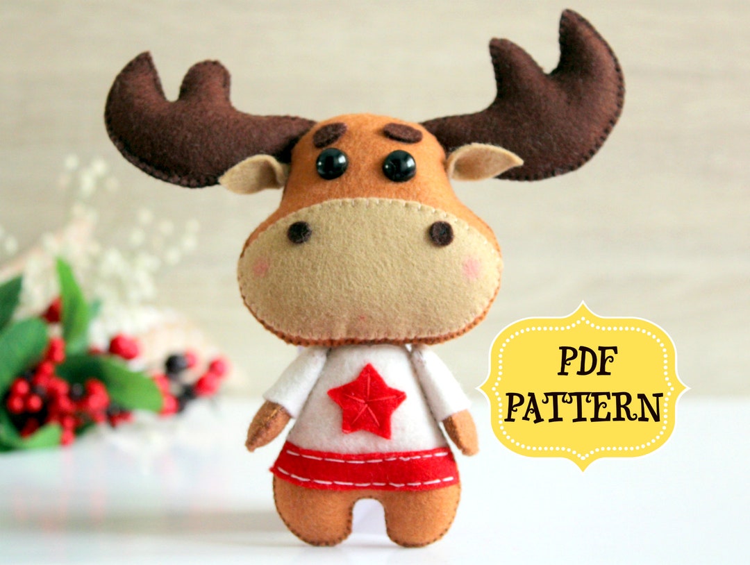 Felt Christmas Ornament Pattern Felt Moose Pattern Moose Ornament Felt ...