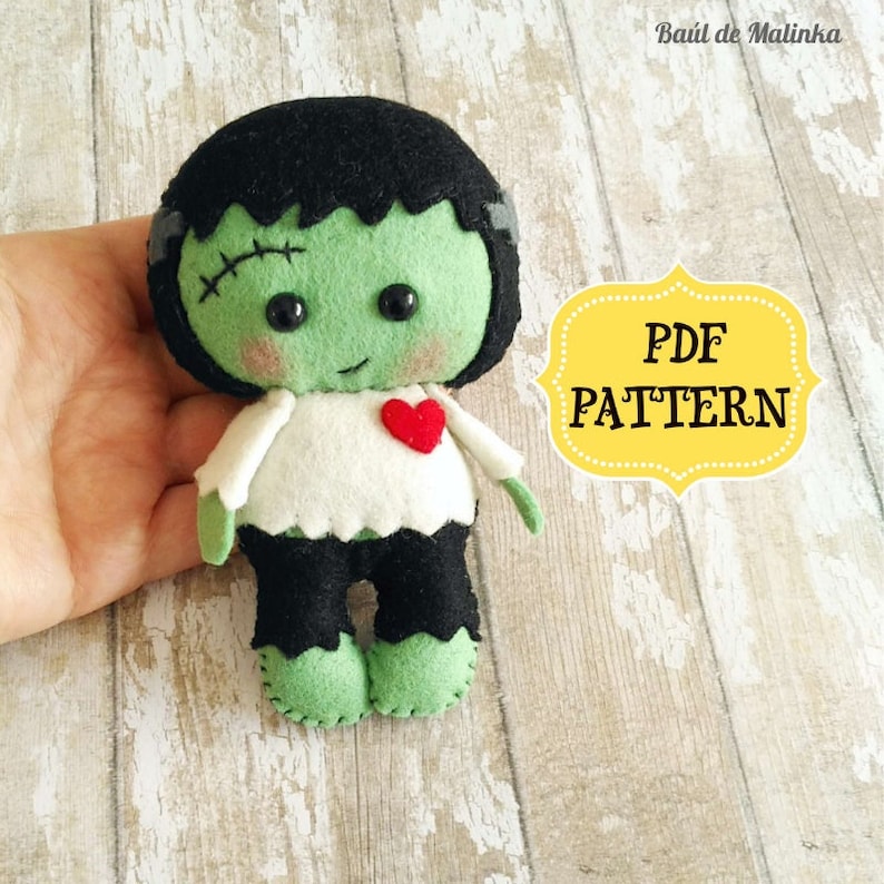 Felt Frankenstein Ornament Sewing Pattern, DIY Halloween (PDF Pattern ...