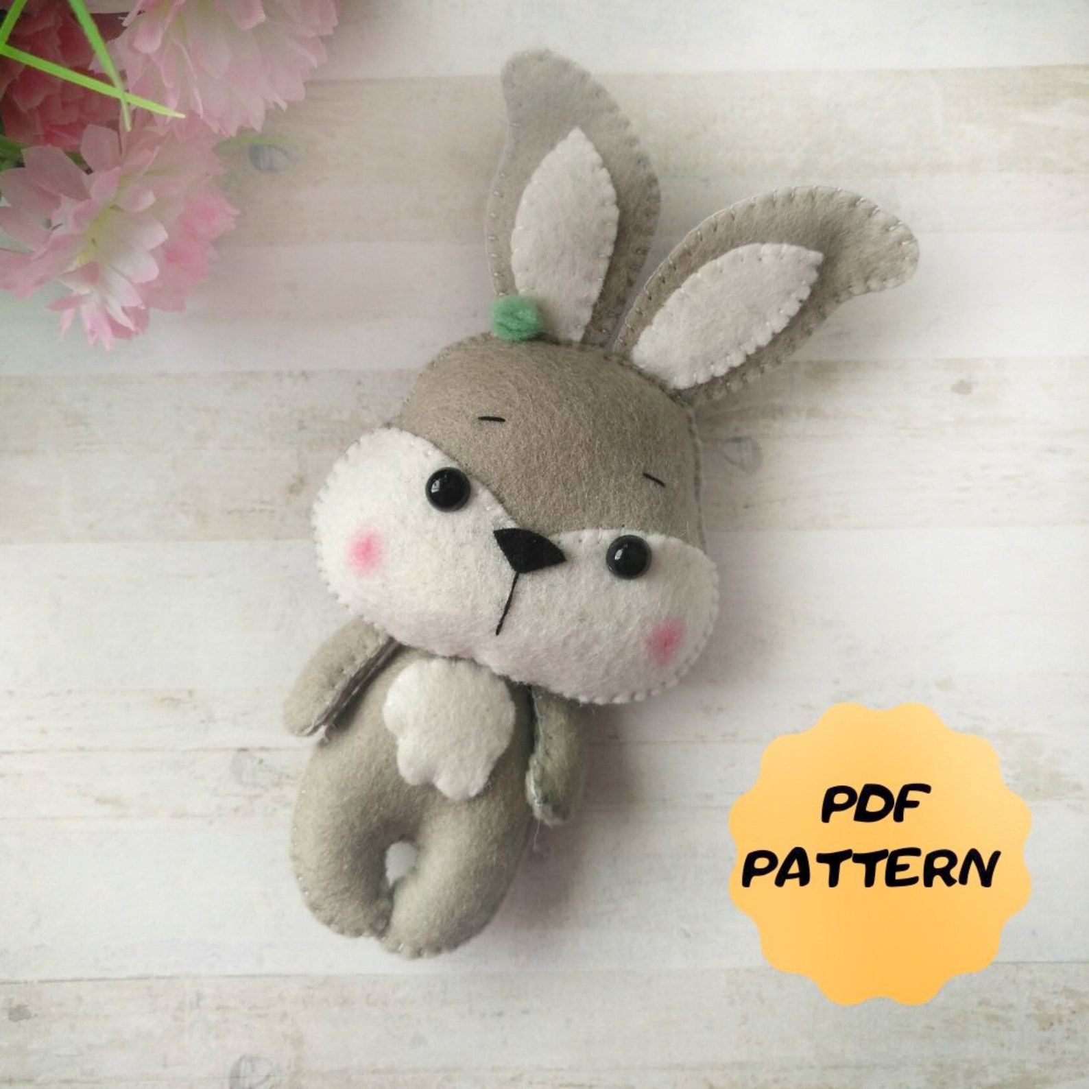 Felt Bunny Pattern PDF Tutorial Easter Ornament Sewing - Etsy