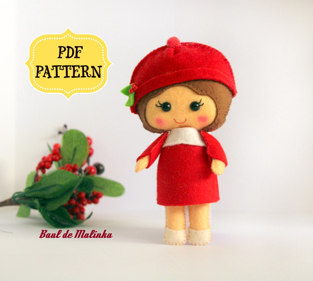Felt Doll Pattern, DIY Doll Pattern, Stuffed Doll Pattern, Easy Sewing ...