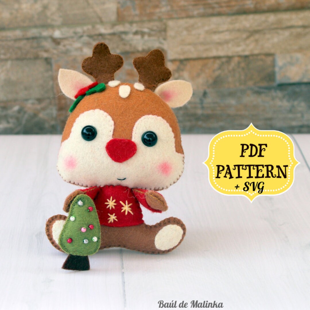 Felt Rudolf Pattern, SVG Felt Pattern, Felt Reindeer Pattern, Christmas ...