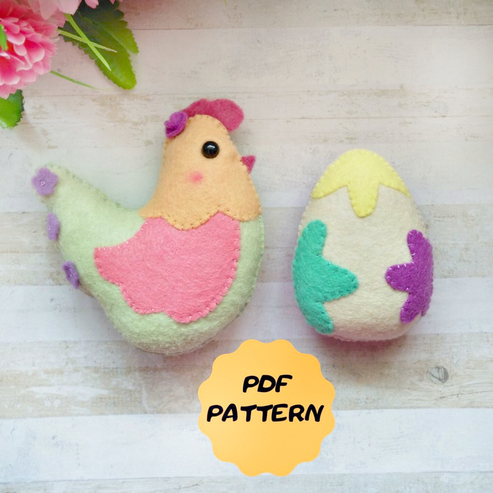 Cute Chick Pattern Felt Easter Pattern Tutorial Easter | Etsy