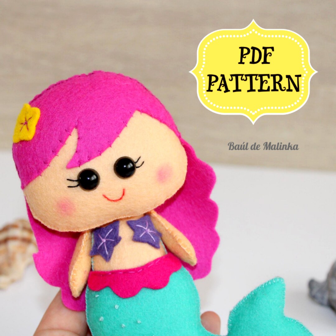 Felt Mermaid Pattern Felt Mermaid Doll Felt Mermaid Ornament PDF Easy ...