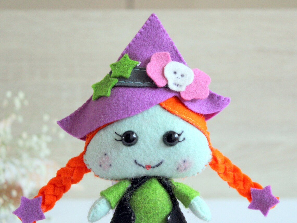 Felt witch pattern Halloween witch Ornament Halloween witch | Etsy