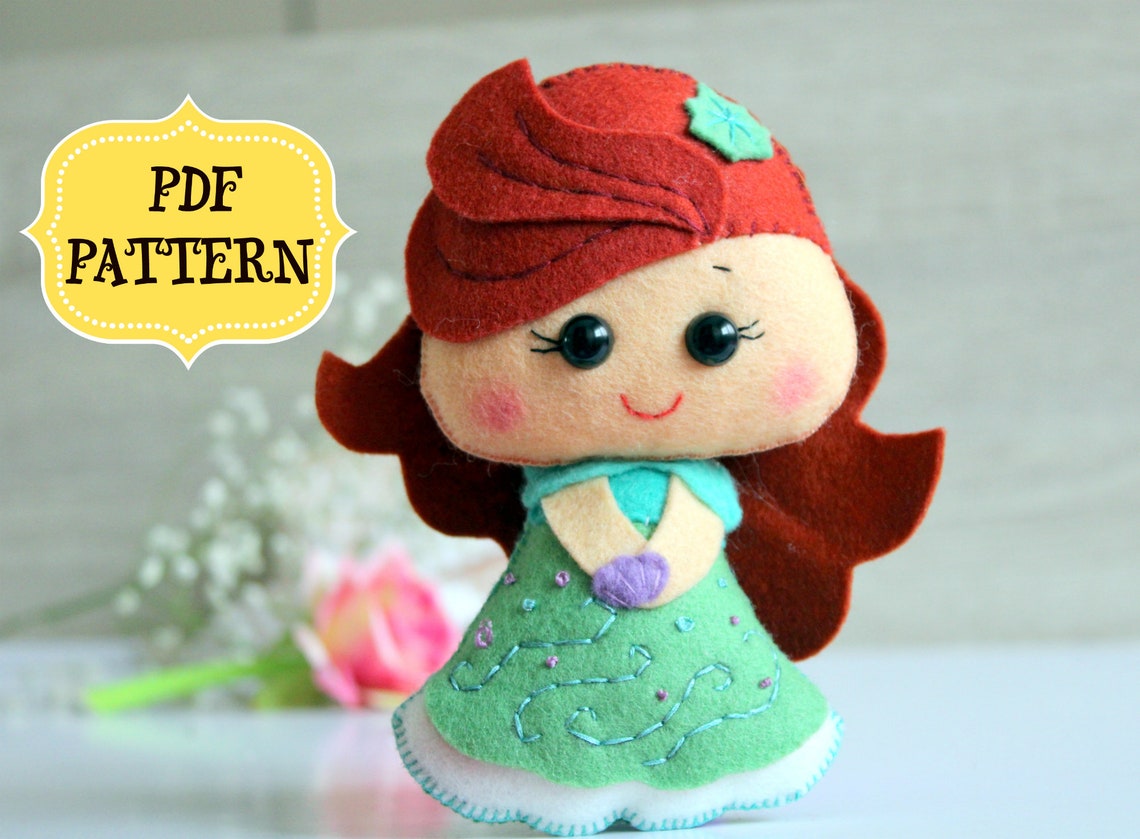 Princess Ariel Pattern Felt Princess Doll Pattern PDF Doll | Etsy