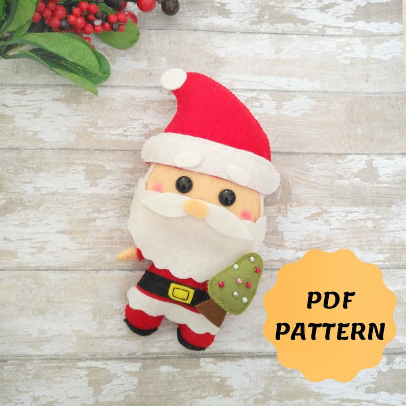 Felt Santa Ornament Pattern Christmas Pattern Felt Santa Claus - Etsy