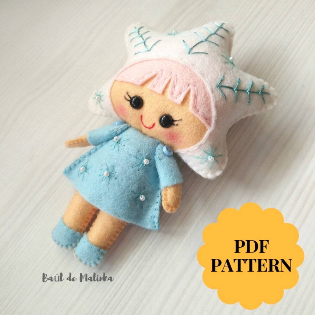 Doll Pattern Felt Pocket Doll Pattern Snowflake Ornament Felt Christmas ...