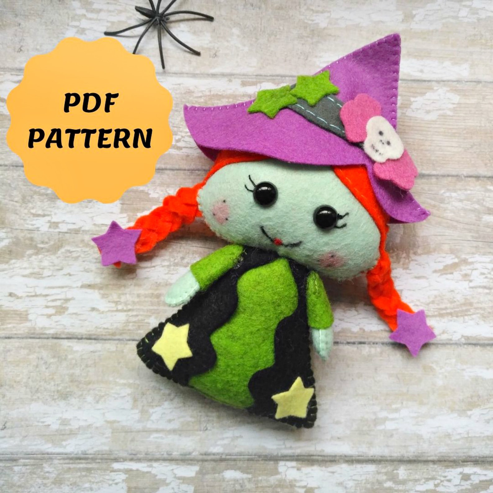Felt witch pattern Halloween witch Ornament Halloween witch | Etsy
