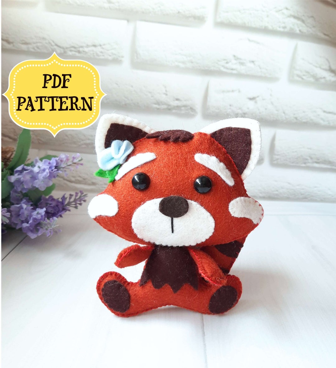Red Panda Pattern, Felt Animal Pattern, Easy PDF Tutorial, Felt Red ...