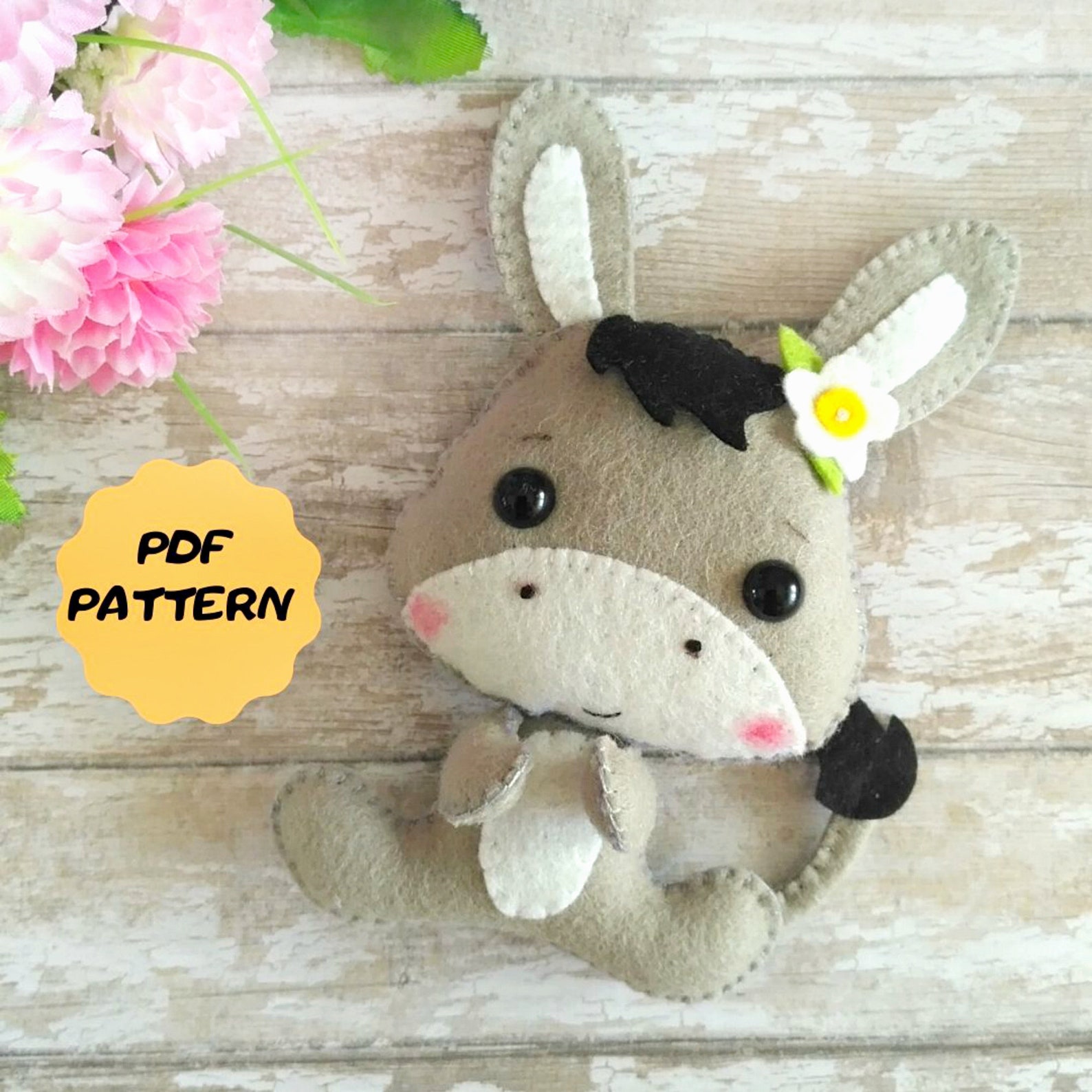 Felt Donkey Pattern PDF Tutorial Donkey Sewing Tutorial Farm - Etsy