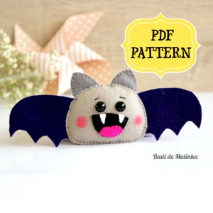 PDF Pattern, Bat Felt Pattern, Felt Bat Ornament, Easy Sewing Tutorial ...
