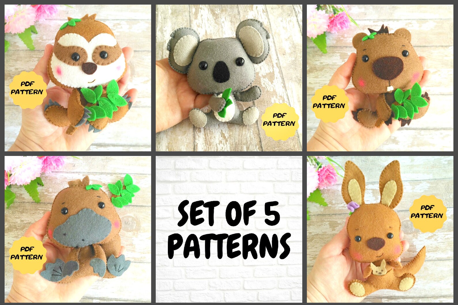 Felt Austarian Animal Pattern Australian Ornaments Sewing | Etsy