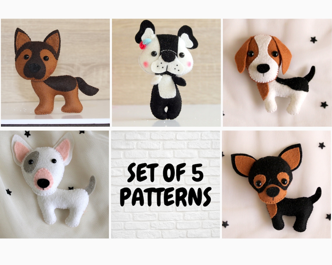 Felt Dog Ornament Pattern, Bull Terrier, Beagle, Chihuahua, Bulldog ...