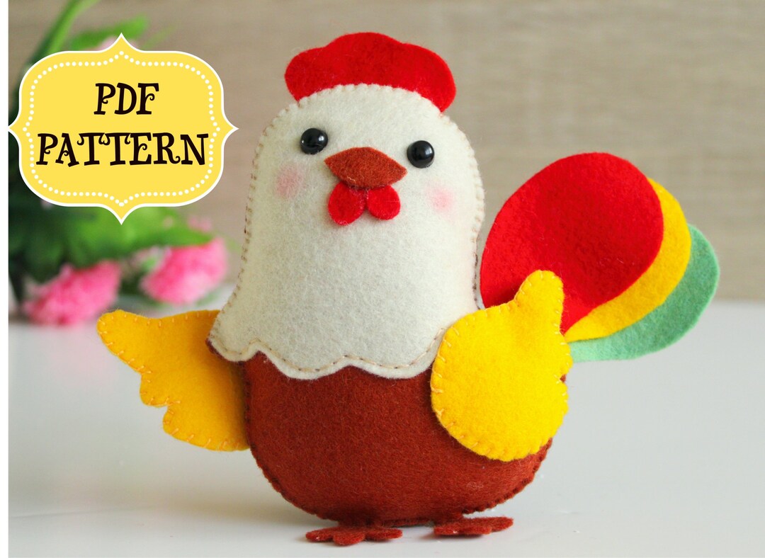 Cute Easter Chicken Pattern Easter Bird Pattern Easter Decoration Easy Sewing Tutorial Felt ...