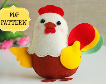 Cute Easter Chicken Pattern PDF Easter Baby Pattern Felt Pattern PDF Easter Bird Pattern Felt ...