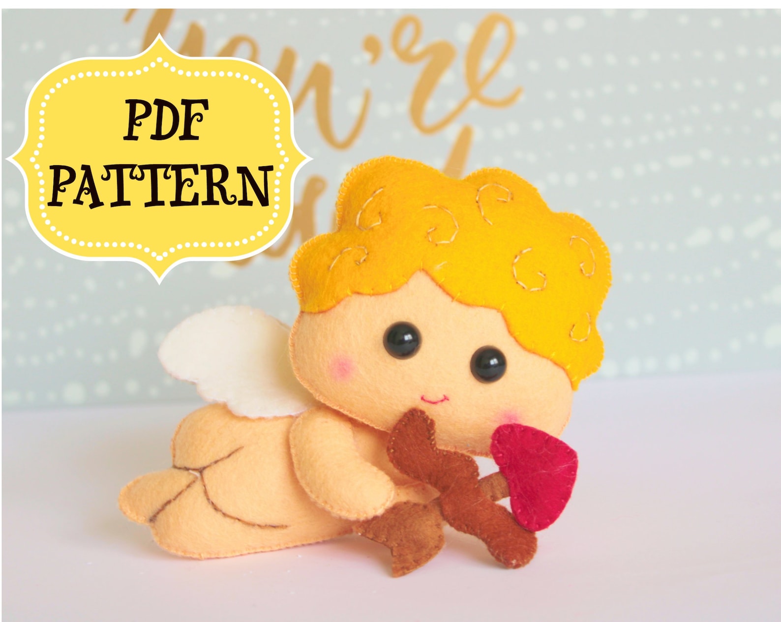 Cupid Pattern Cute Valentines Day Pattern Felt Cupid Pattern | Etsy