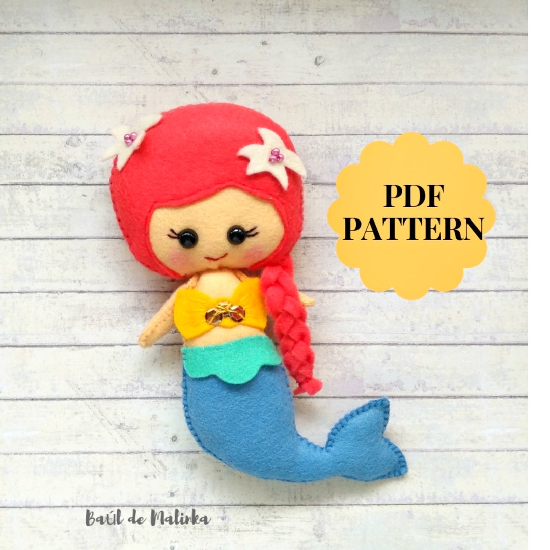 Felt Mermaid Pattern Felt Mermaid Doll Baby Mobile Mermaid Felt Mermaid ...