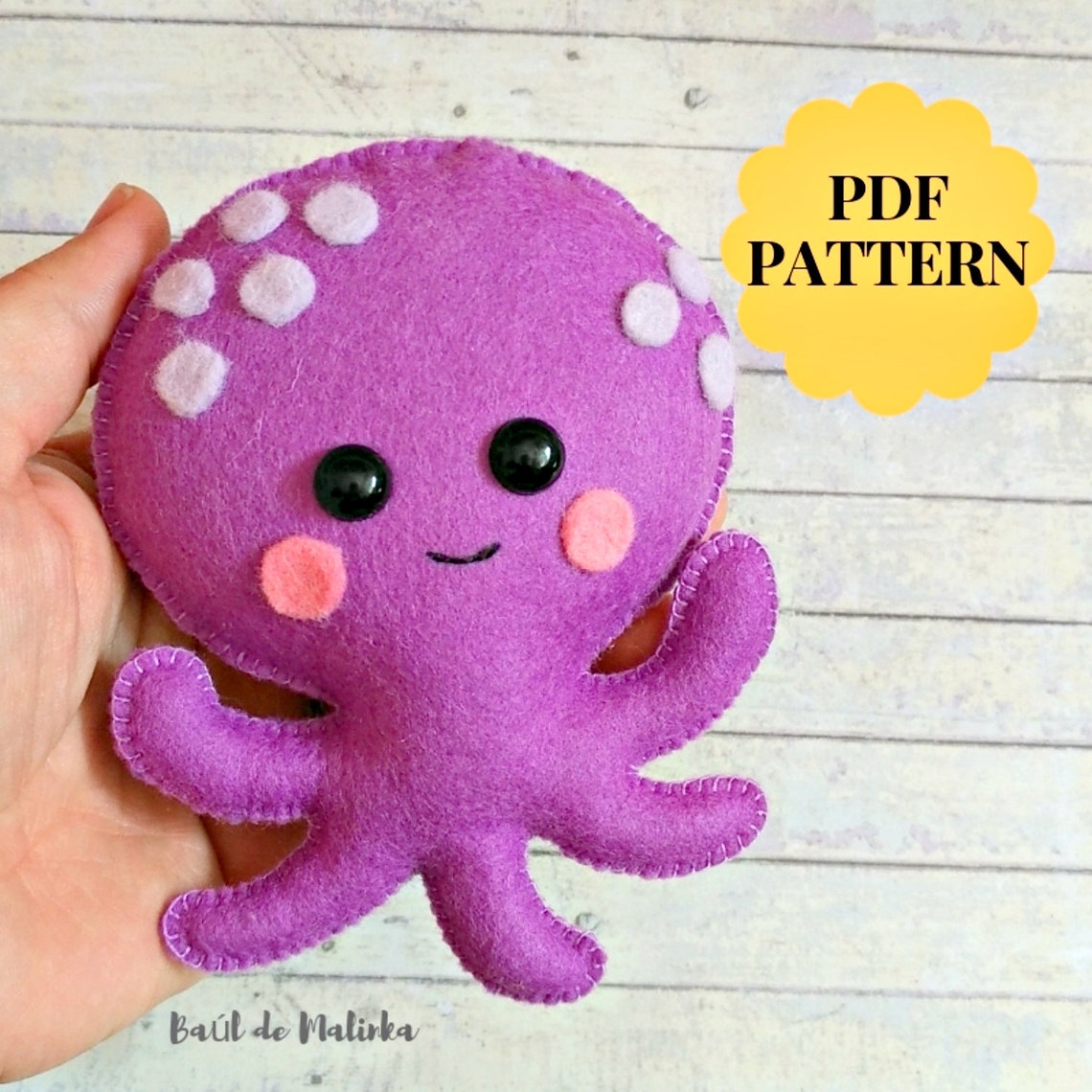 Felt Octopus Pattern Felt Octopus Handmade Kawaii Octopus Felt - Etsy
