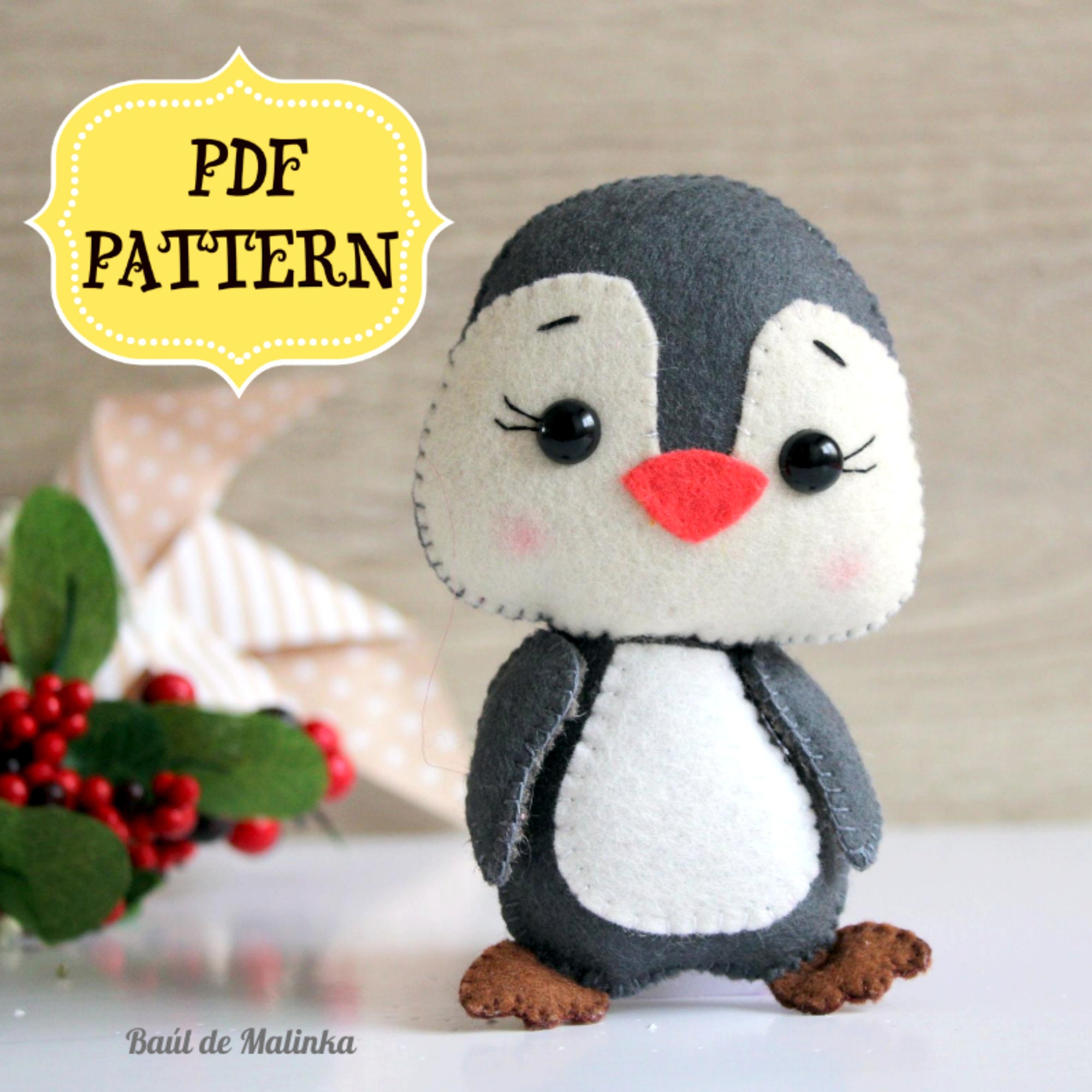 Felt Christmas Ornament Felt Penguin Pattern Christmas Penguin | Etsy