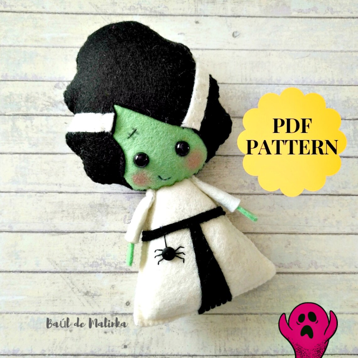 The Bride of Frankenstein Pattern Halloween Bride Pattern Felt | Etsy