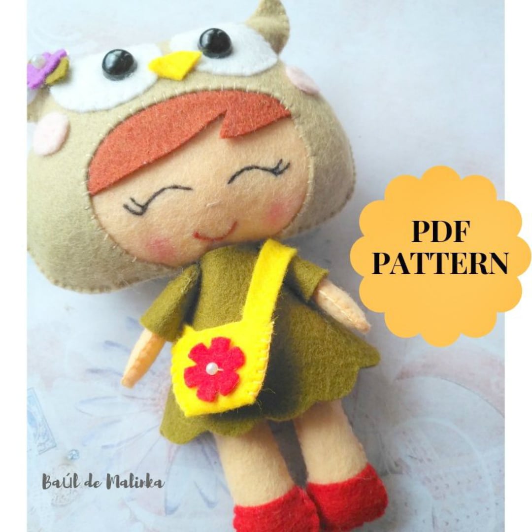 Pocket Doll Felt Owl Doll Tutorial PDF Cloth Doll Pattern Doll Outfits ...