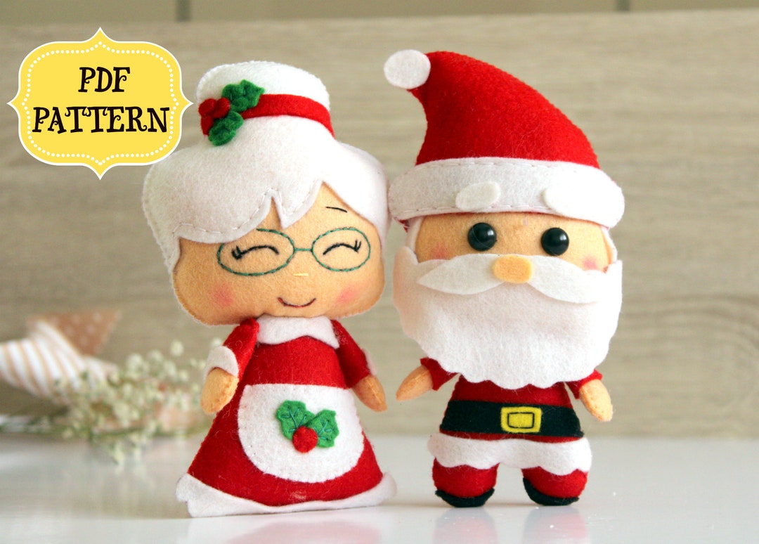 Christmas Pattern Felt Santa Claus and Mrs Claus Pattern PDF Christmas ...