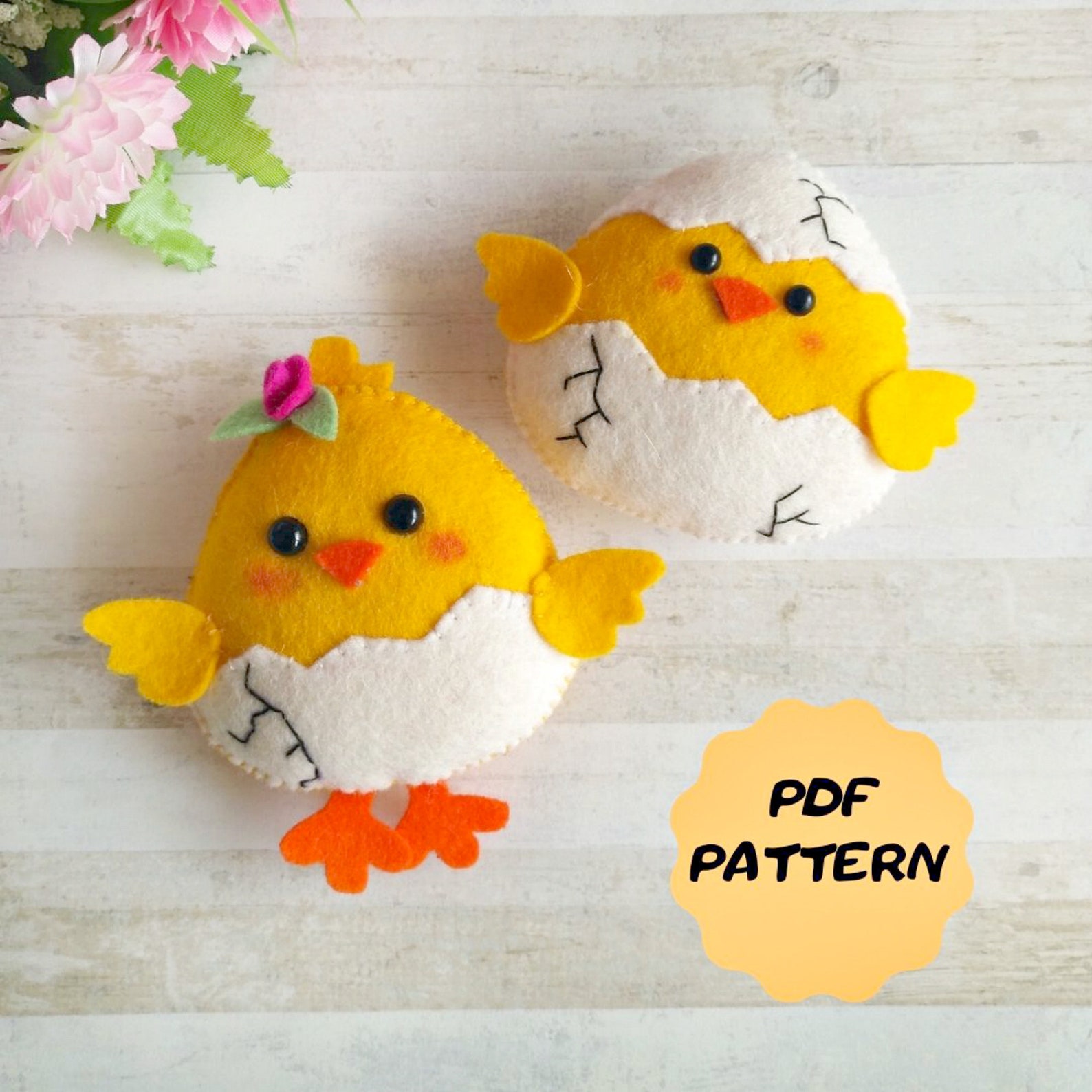 Felt Chicks Pattern Felt Easter Chicks Tutorial Easter Ornament DIY Easter Decoration Felt ...