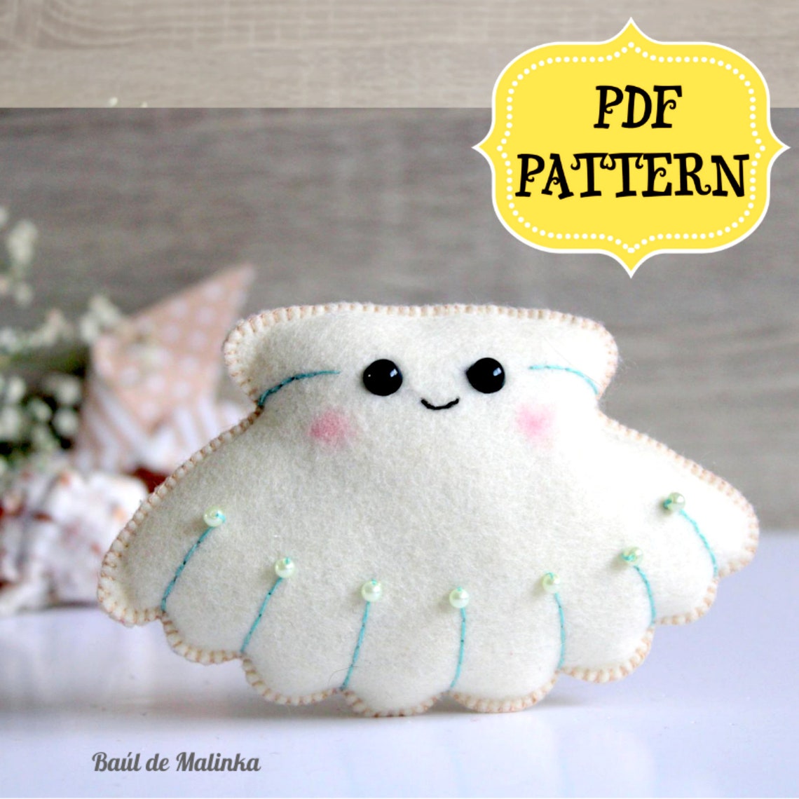 Felt Sea Shell Pattern Shell Handmade Kawaii Sea Shell Felt - Etsy