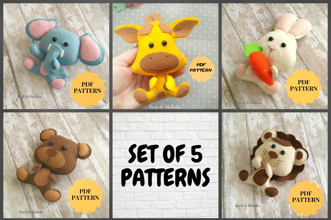 Felt Safari Animal Pattern PDF Tutorial DIY Felt Ornament Felt Animal ...