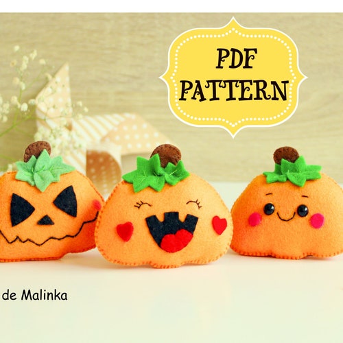 Halloween Felt Ornaments Pumpkin Pattern DIY Felt Ornament - Etsy