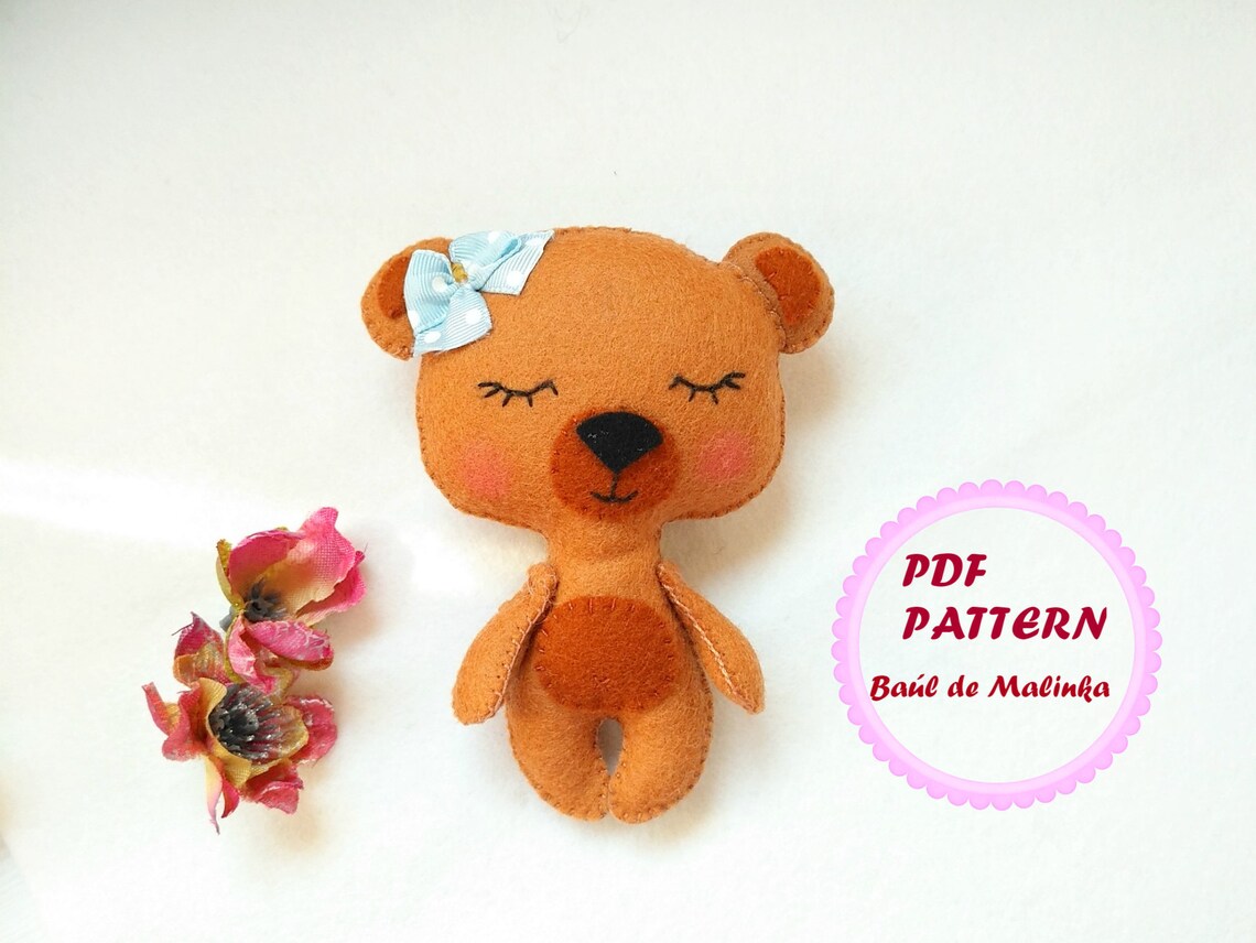 Felt Pattern Bear Plush Sewing Tutorial PDF Pattern Toy Bear | Etsy