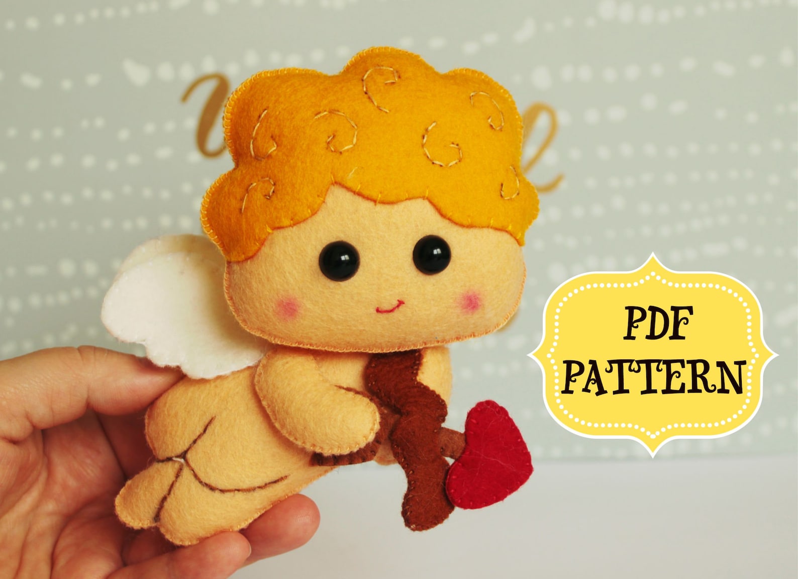 Cupid Pattern Cute Valentines Day Pattern Felt Cupid Pattern | Etsy