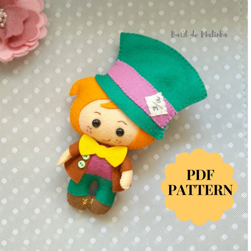 Mad Hatter Felt Pattern Alice in Wonderland Doll Easy Sewing | Etsy