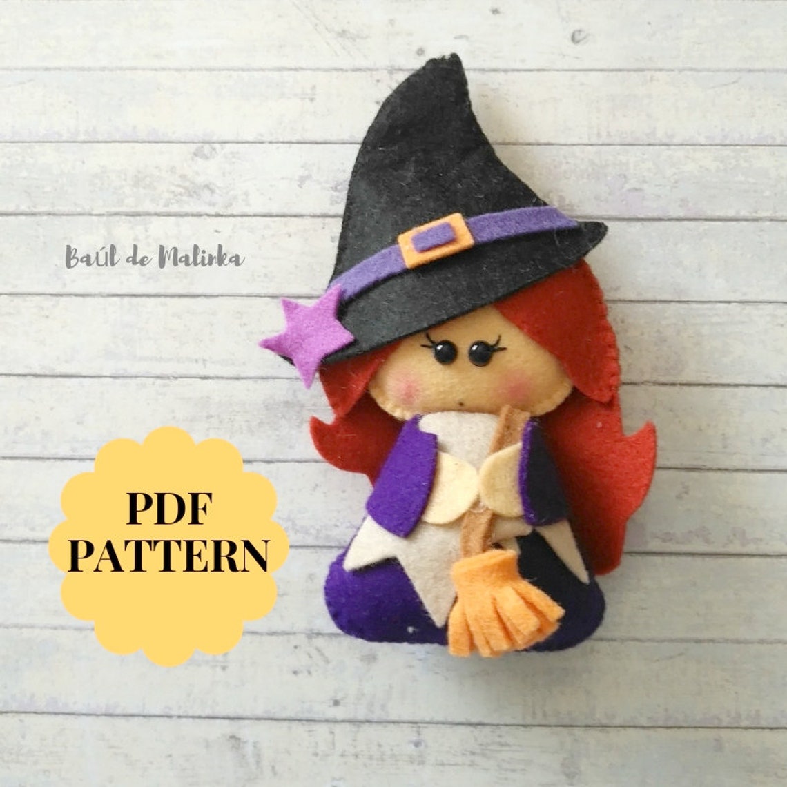 PDF Witch Felt Pattern Felt Ornament Patternsoftie Sewing - Etsy
