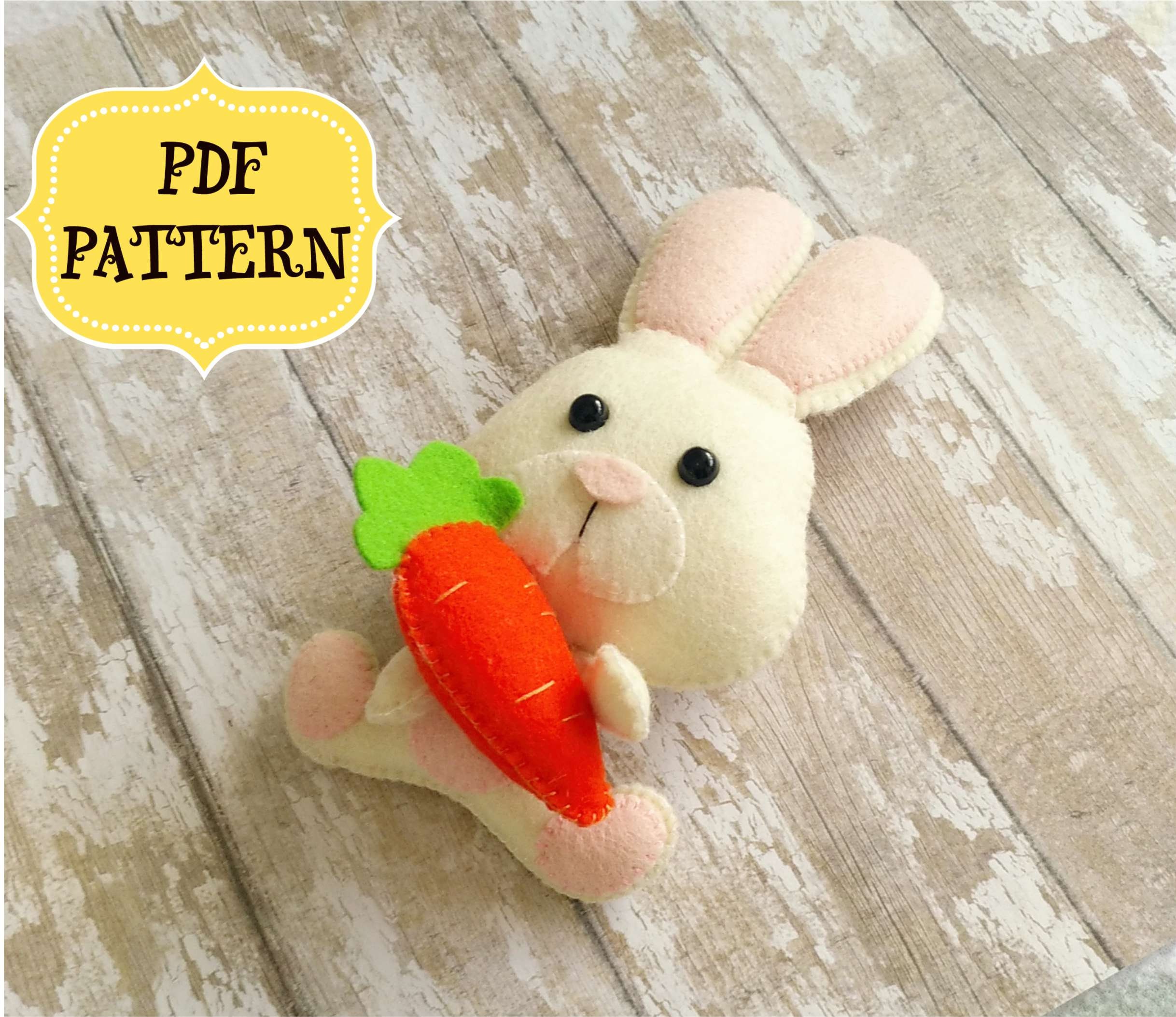 Felt Bunny Pattern PDF Tutorial Easter Ornament Sewing - Etsy