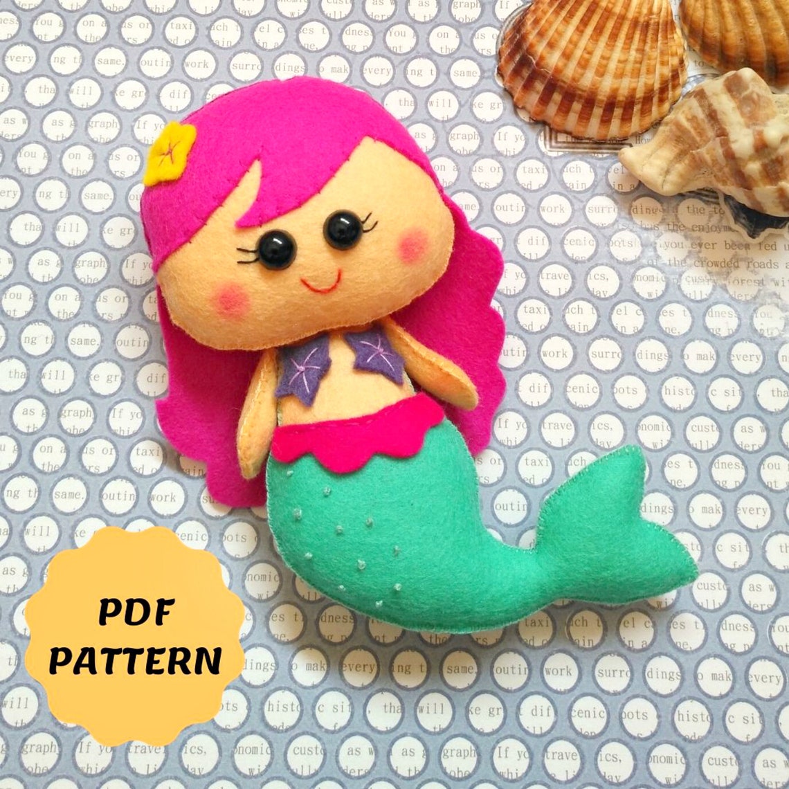 Felt Mermaid Pattern Felt Mermaid Doll Felt Mermaid Ornament | Etsy