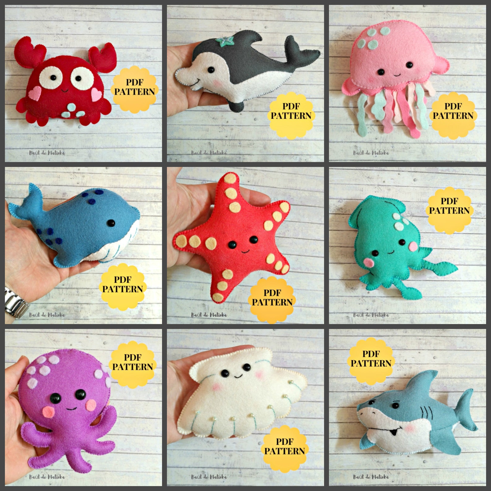 Felt Ocean Pattern Felt Sea Animals Ornaments Nursery Decor - Etsy