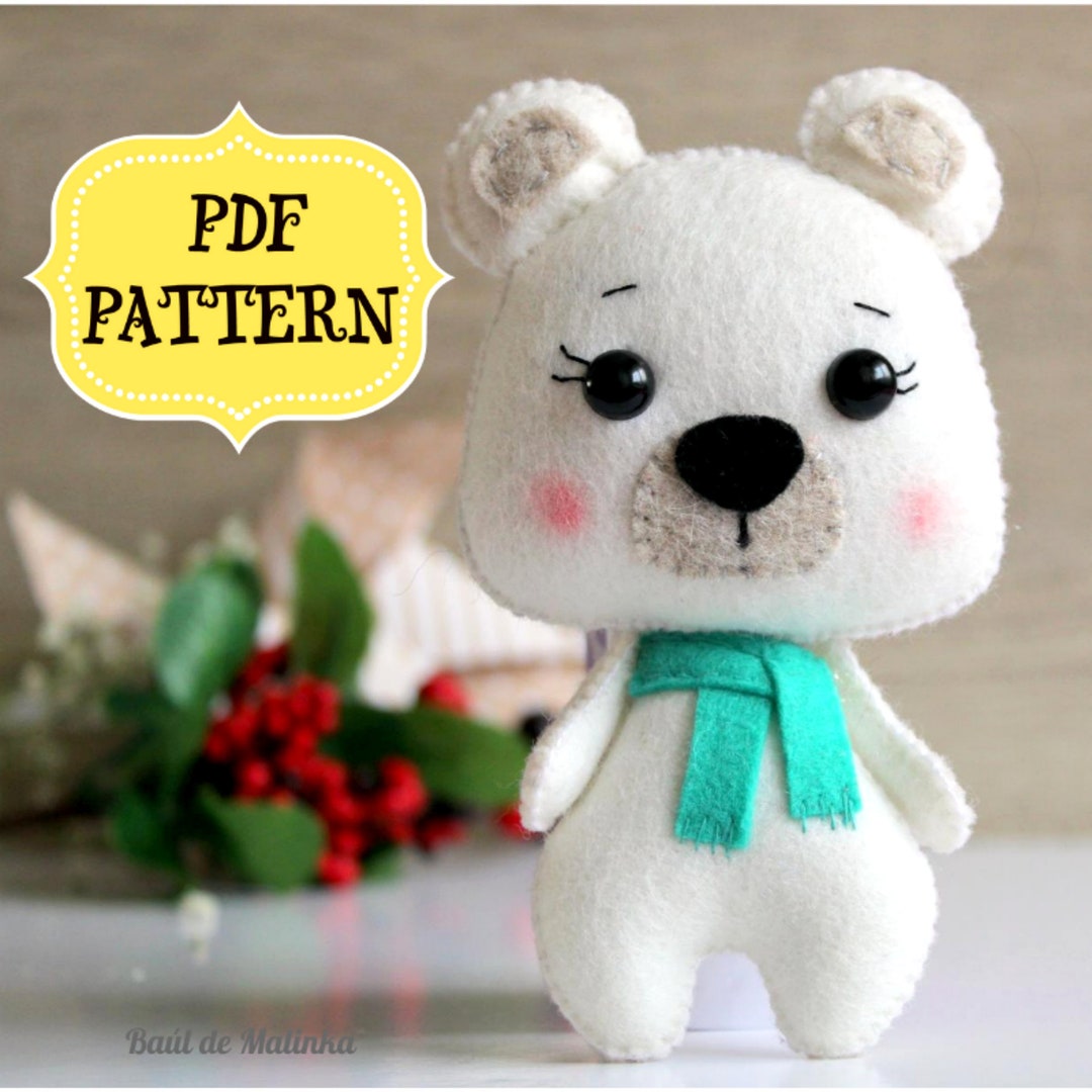 Felt Bear Sewing Pattern Felt Bear Ornament Christmas Bear Ornament ...