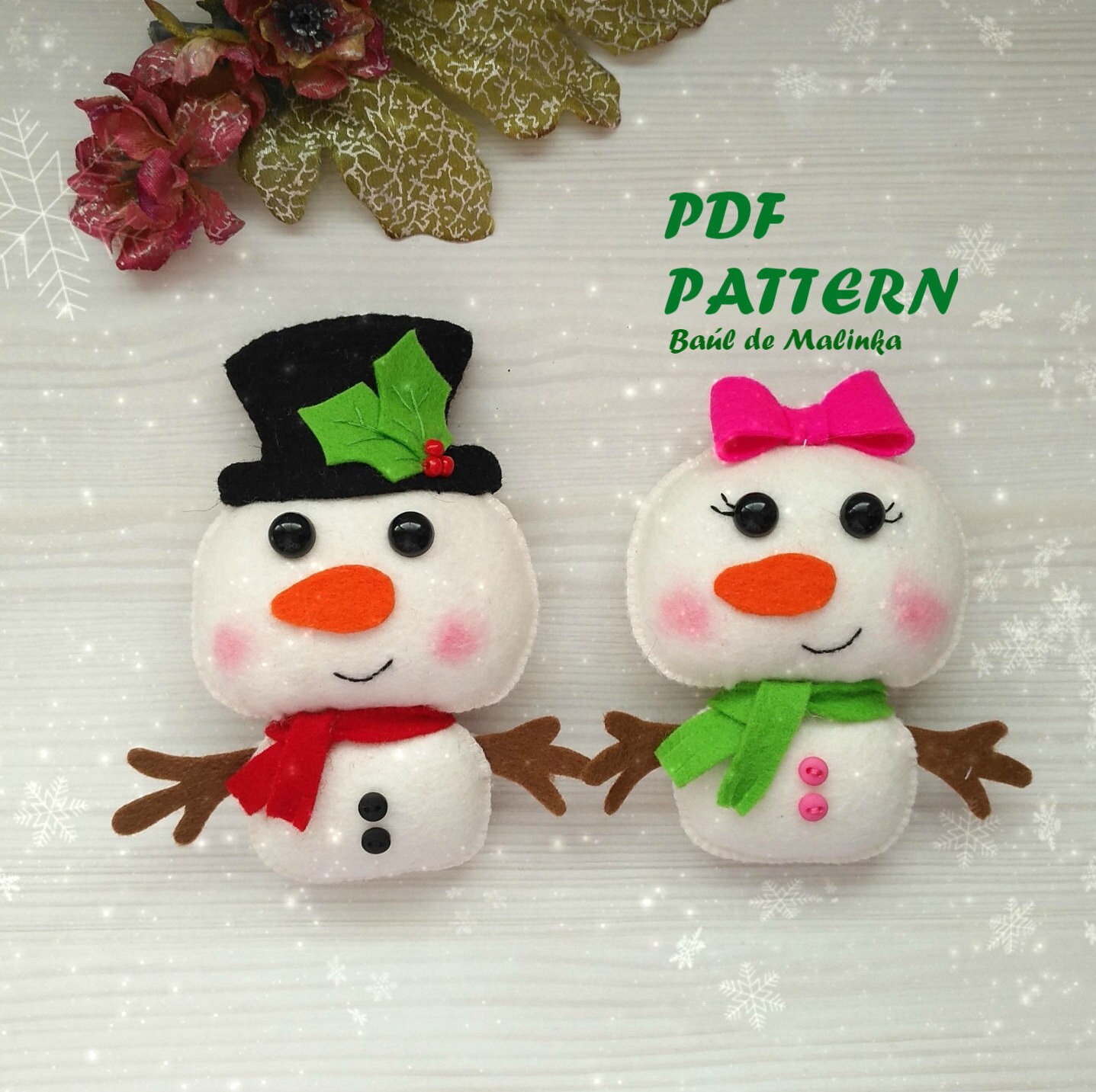 Felt Snowman Pattern Christmas Snowman Ornament Felt Snow Doll ...