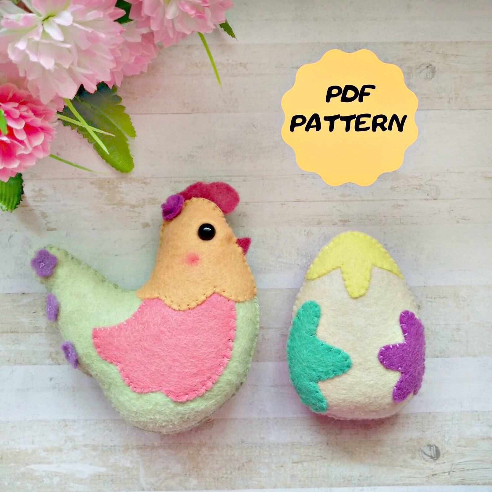 Cute Chick Pattern Felt Easter Pattern Tutorial Easter - Etsy