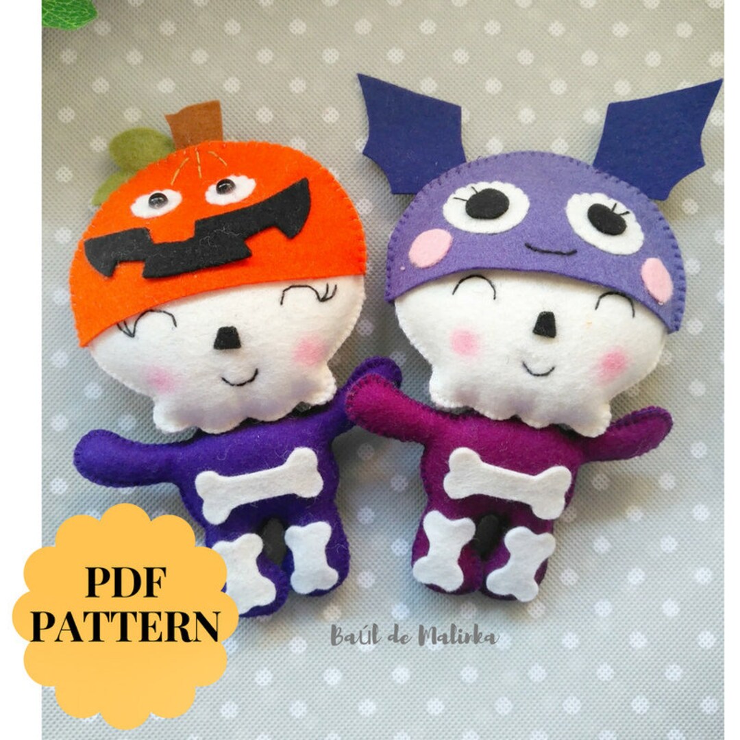 Halloween Skeleton Doll Pattern Felt Creepy Doll Gothic Doll PDF Sewing ...