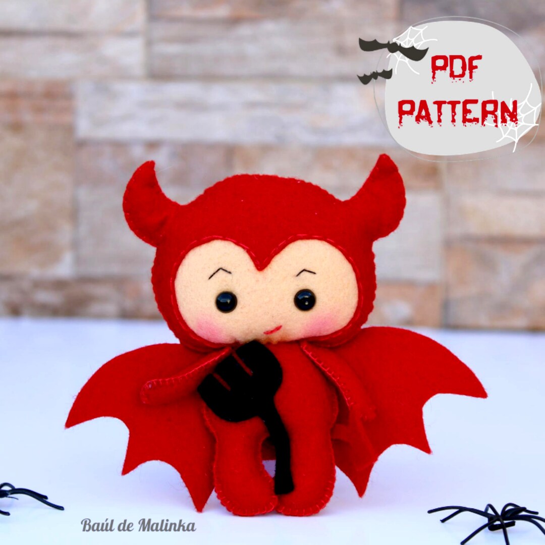 Devil Halloween Pattern Felt Doll Pattern Pocket Doll Felt Devil ...