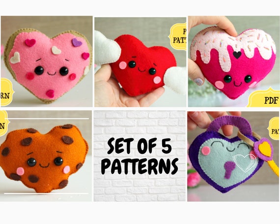 PDF Pattern Sweet Heart Set of Five Patterns - Etsy