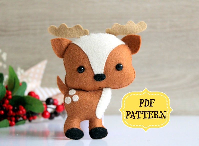 Felt Woodland Animal Deer PDF Pattern DIY Nursery Decor | Etsy