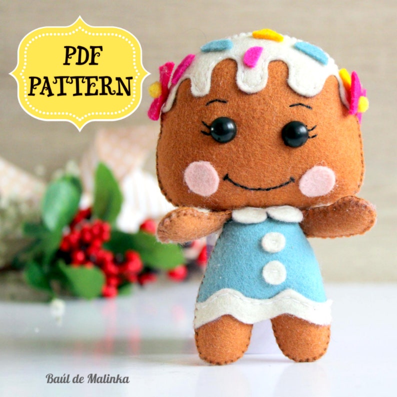 Felt Gingerbread Girl Pattern Felt Christmas Ornaments - Etsy