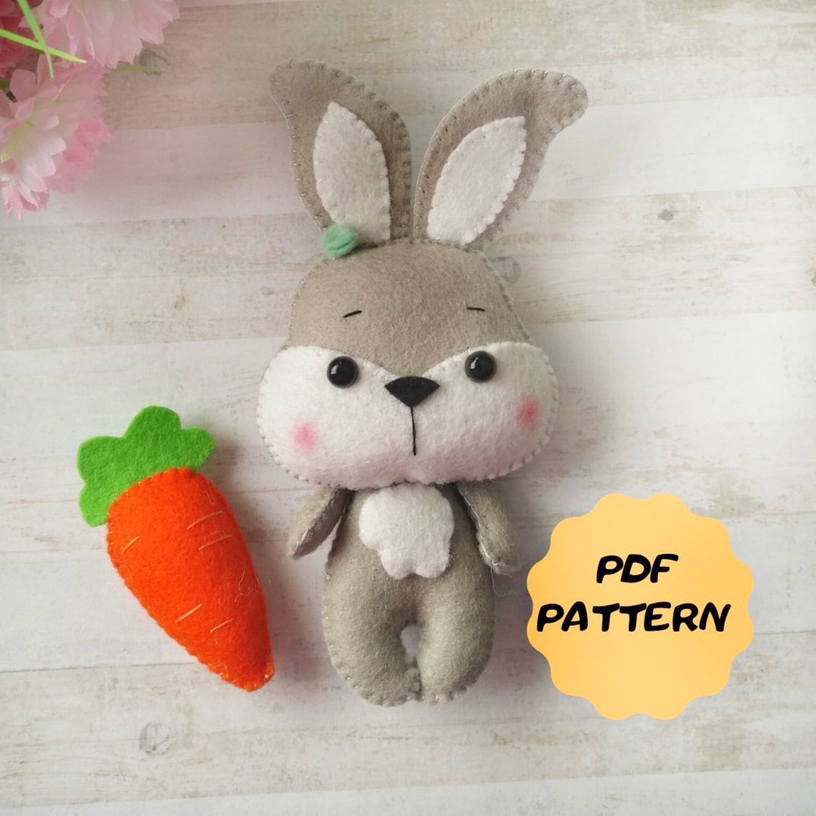 Felt Bunny Pattern PDF Tutorial Easter Ornament Sewing - Etsy