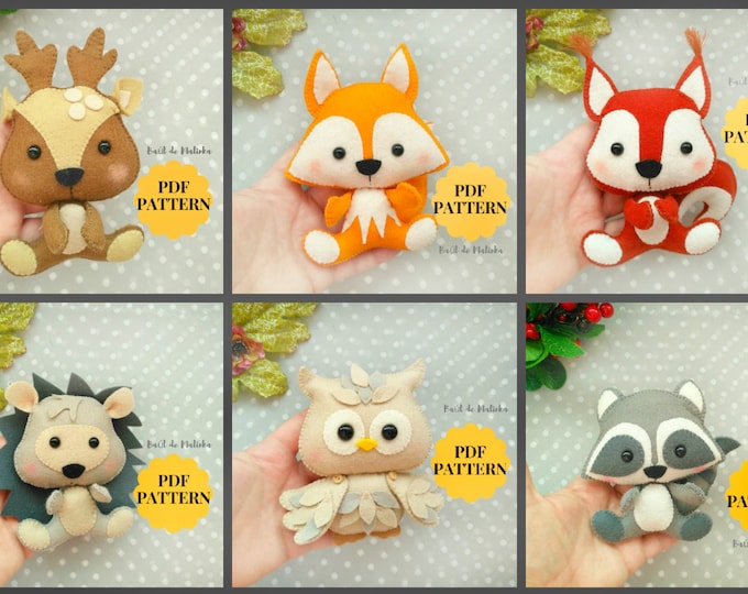 Owl, Rabbit, Squirrel Felt Animals Sewing Pattern PDF for Plush ...