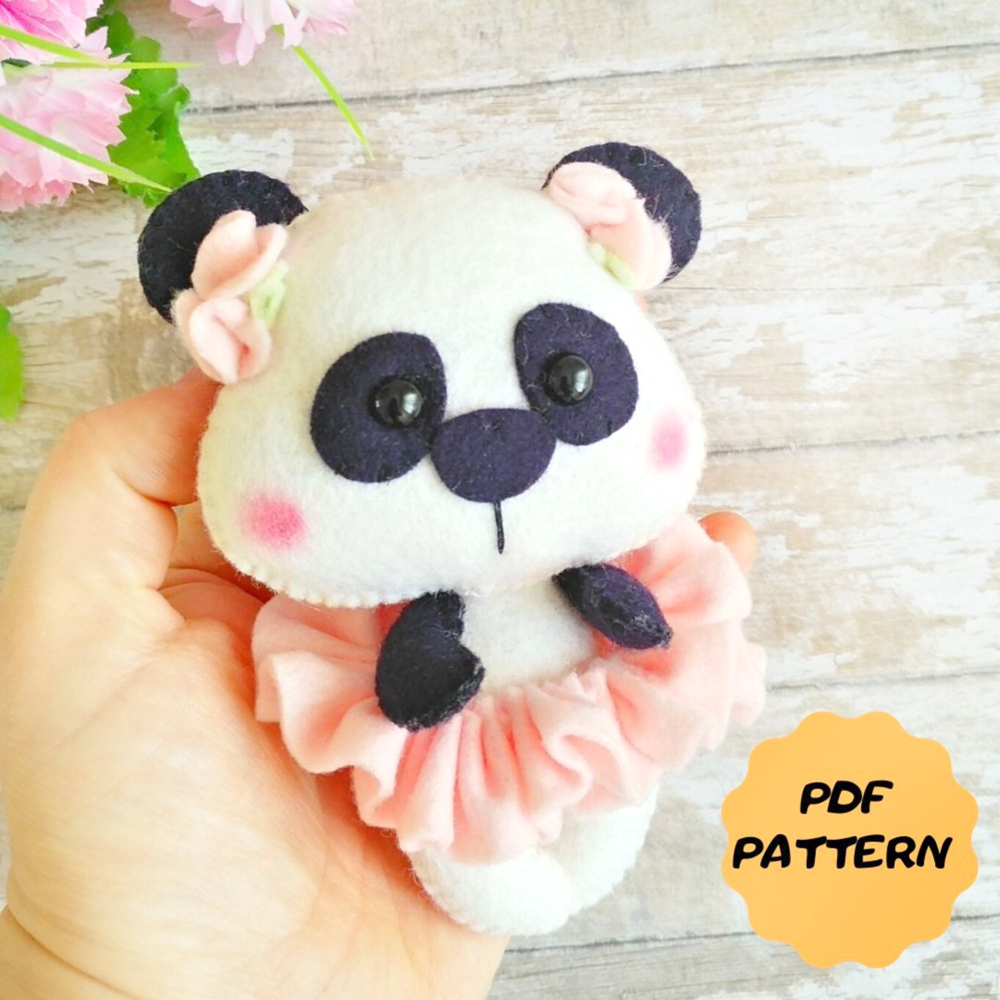 Felt Panda Pattern PDF Sewing Tutorial Panda Ornament Felt Animals ...