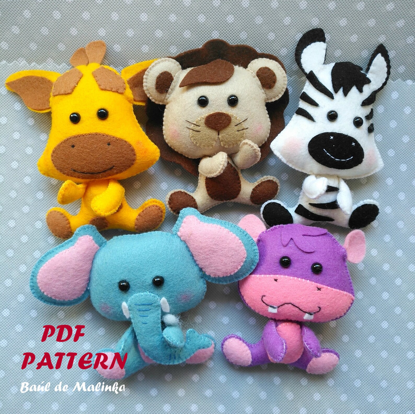 Felt Safari Animal Pattern PDF Tutorial DIY Felt Ornament Felt | Etsy