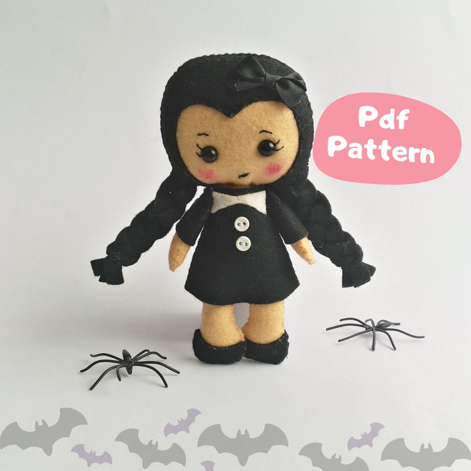 Felt Wednesday Addams Doll Sewing Pattern (PDF) - Etsy